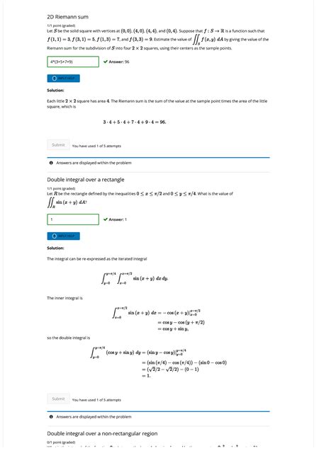 5a Part A Calculus Mitx Residential 2 Answers Are Displayed Within The Problem Answers Are