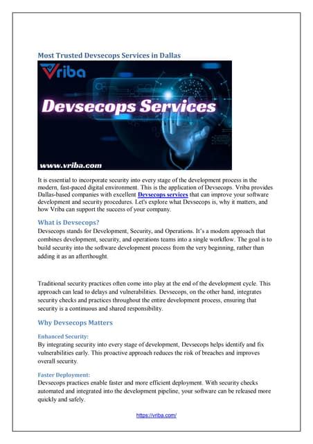 Most Trusted Devsecops Services In Dallas Pdf
