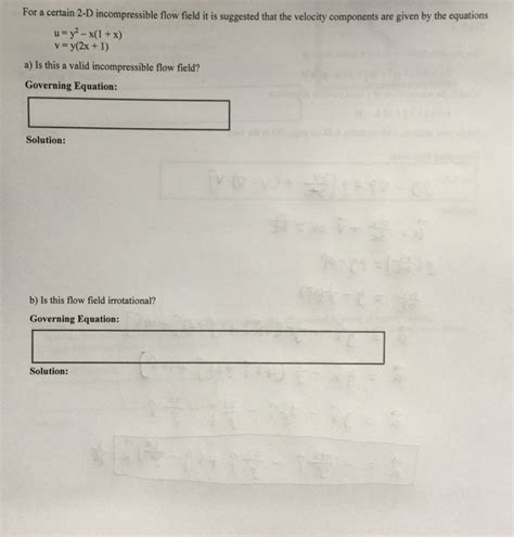 Solved For A Certain D Incompressible Flow Field It Is Chegg