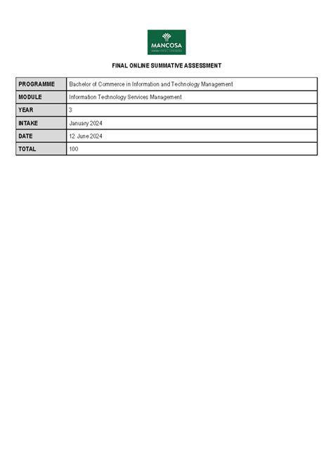Osa Jan24 S1 Bcom Itm Information Technology Services Management Final Final Online Summative