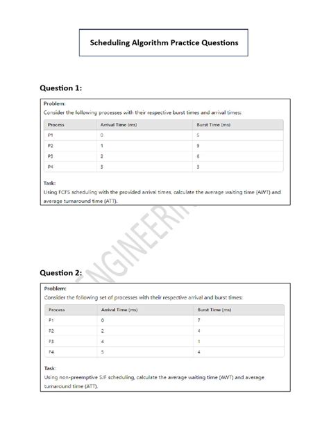 Osy Scheduling Algo Practice Questions Pdf