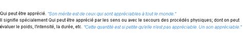 Appréciable La Définition