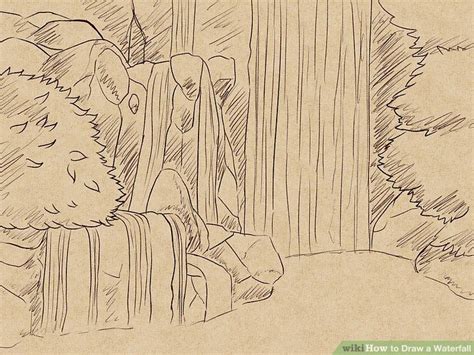How To Draw A Waterfall With Pictures WikiHow Sketches Waterfall Drawing Drawings