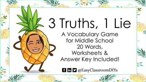 3 Truths 1 Lie Vocabulary Game For Middle School Amped Up Learning