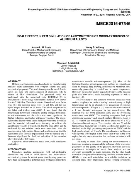 Pdf Scale Effect In Fem Simulation Of Axisymmetric Hot Micro