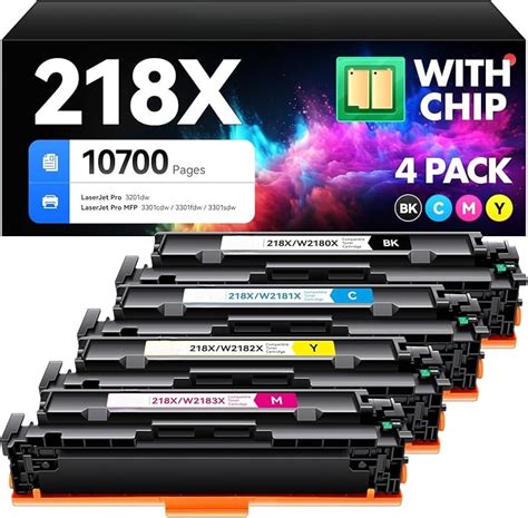 218x Toner Cartridge 4 Pack High Yield With Chip Replacement For Hp