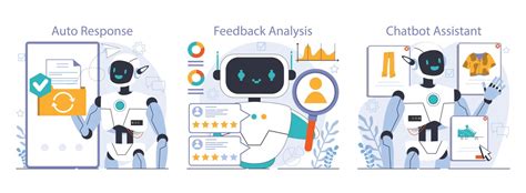 Chat Bot Set Ai Powered Customer Service Online Vector Image