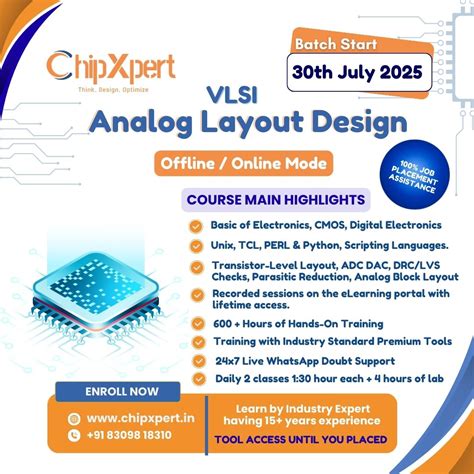 Chipxpert 🚀 New Batch Alert Analog Layout Design Engineer Program 🎓 Vlsi Analog Layout
