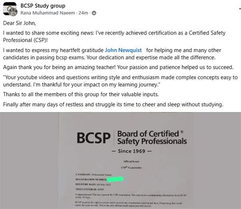 Congrats To Muhammad Naeem For Passing The Csp Test He Watched The 20 Youtube Videos And