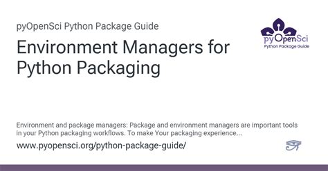 Environment Managers For Python Packaging — Python Packaging Guide