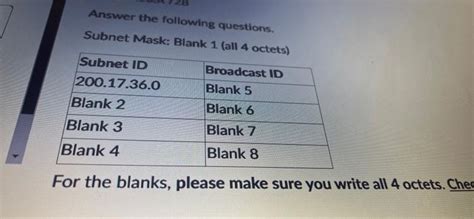 Solved Subnetting Class C Fill Out The Chart Please Make