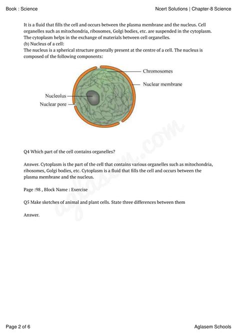 NCERT Solutions For Class 8 Science Chapter 8 Cell Structure And Functions AglaSem Babes