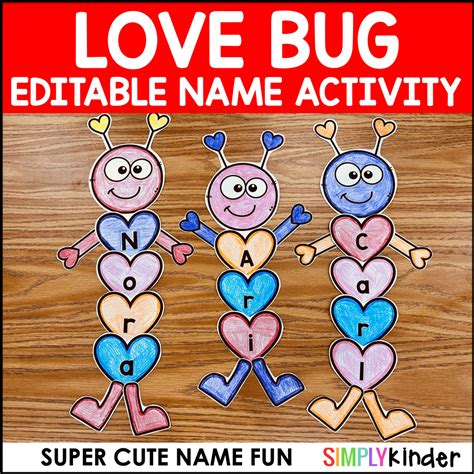 Love Bug Editable Name Craft And Activity For Valentines Bulletin Boards