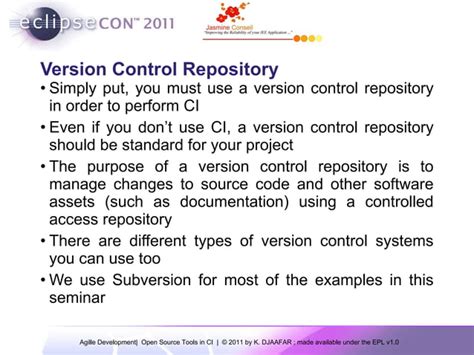Presentation 1 Open Source Tools In Continuous Integration Environment
