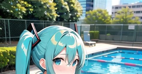 Hatsune Miku Girl Butt プールサイドのミクさん Pixiv