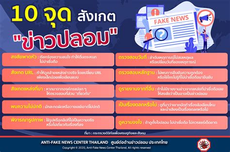 10 จุดสังเกต ข่าวปลอม Anti Fake News Center Thailand