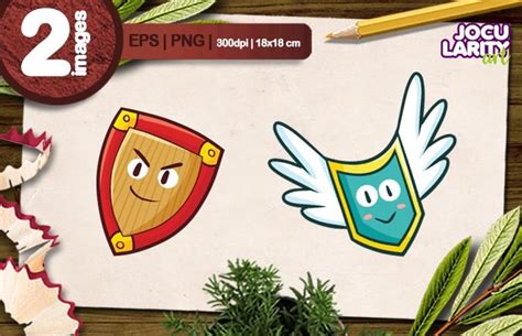 Cute Shield Characters Cartoon Vector Graphic By Jocularityart