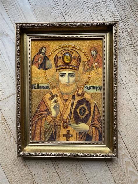 Ікона з бурштину св миколай — цена 400 грн в каталоге Иконы Купить товары для дома и быта по