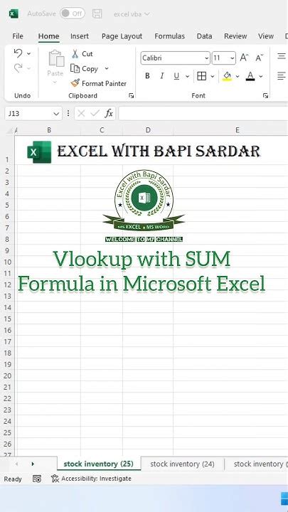 Vlookup With Sum Formula In Ms Excel Vlookup Msexcel Exceltricks