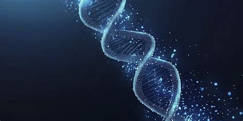 Futuristic Digital Glowing Blue Dna With Bokeh Light On Dark Blue Background Dna Digital