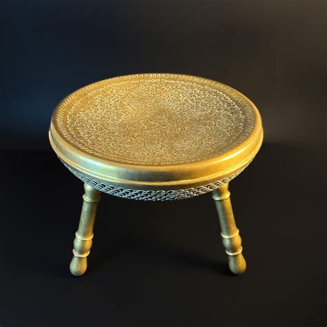 Antique Moroccan Brass Brazier Pierced Foot Warmer Stool Islamic