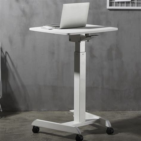 Properav Mobile Sit Or Stand Variable Height Trolley Workstation White