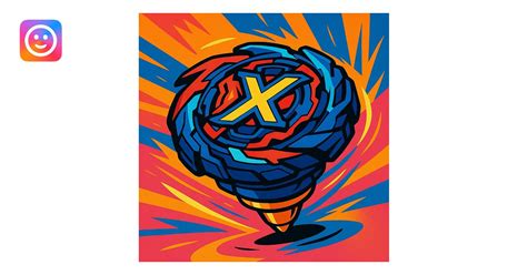 Beyblade X Spinning Top Dynamic Vibrant Colors Energetic Toy Design Illustration Ai Emoji