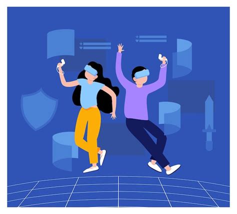 인터넷 가상 세계의 메타버스 미래 프리미엄 벡터