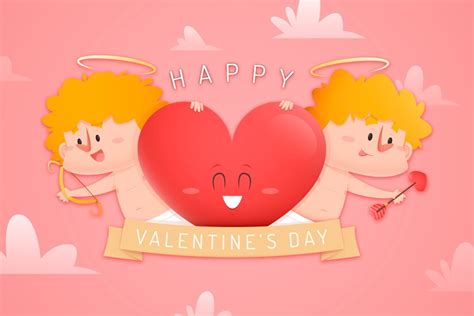 평면 디자인의 발렌타인 데이 배경 무료 벡터