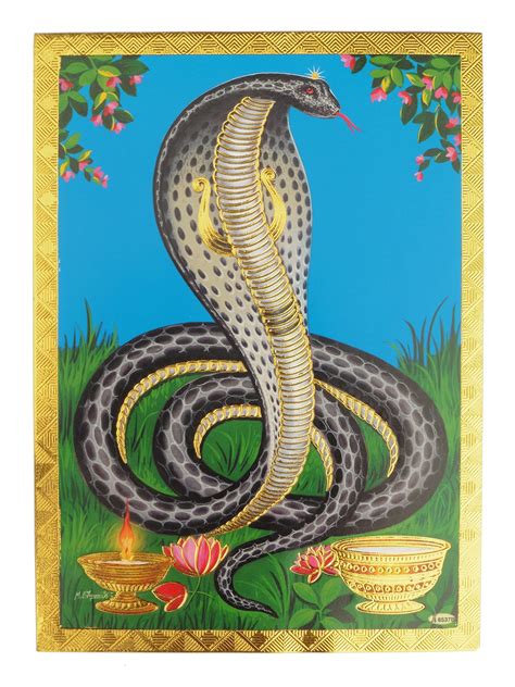 Buy Gold Foil Embossed Hindu God Lord Shiva King Cobra Shrine Picture