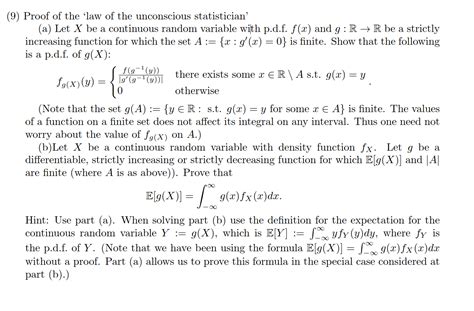 Solved 9 Proof Of The Law Of The Unconscious