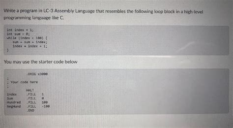 Solved Write A Program In Lc 3 Assembly Language That