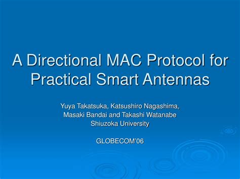 Ppt A Directional Mac Protocol For Practical Smart Antennas