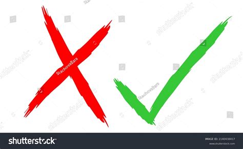 Red Wrong Cross Sign Green Correct Stock Illustration Shutterstock