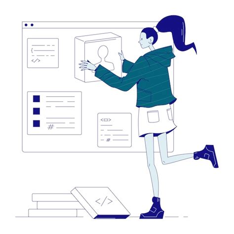 Premium Vector Female Developer Developing Website