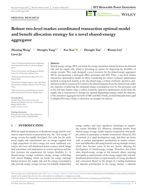 Pdf Robust Two‐level Market Coordinated Transaction Optimal Model And