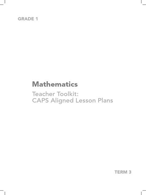 Gr 1 Term 3 2019 Maths Lesson Plan Pdf Lesson Plan Learning
