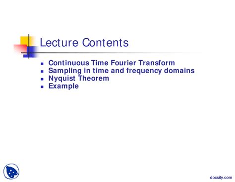 continuous time fourier transform signals and systems lecture handout