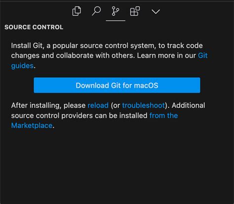 Mac Os Source Control Tab Says Git Is Not Installed Bug Reports