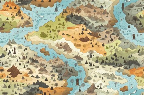 Premium Photo Map Seamless Pattern