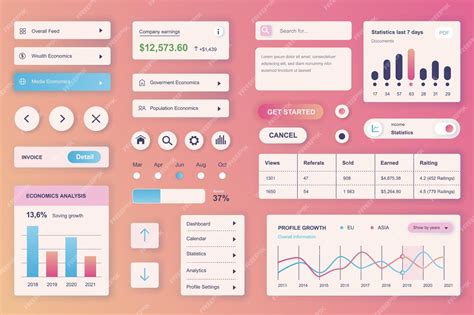 Premium Vector User Interface Elements Set For Finance Mobile App Or Web Kit Template With Hud