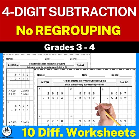 4 Digit Subtraction Without Regrouping Worksheets Expertuition