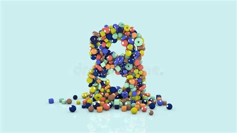 3d Illustration From Colored Objects Colorful Number From Falling