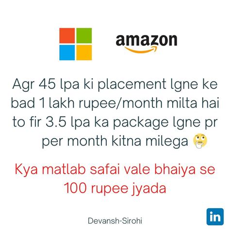 Devansh Sirohi On Linkedin Amazon Microsoft Apple Infosys Tcs