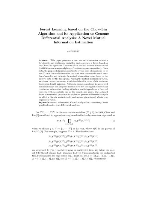 Pdf Forest Learning Based On The Chow Liu Algorithm And Its Application To Genome Differential