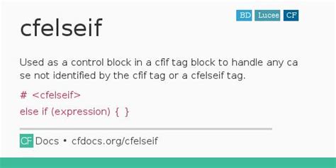 Cfelseif Code Examples And Cfml Documentation
