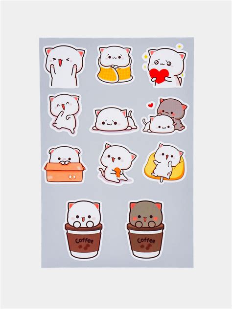 Наклейки стикеры для телефона на компьютер Кошки Чиби кошки Милые котики купить по низким