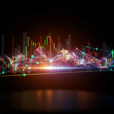 Colorful Digital Visualization Of A Financial Data Chart With Candlestick Patterns In Stock