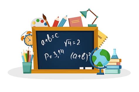 Tableau Décole Avec Fournitures Scolaires Concept Déducation Vecteur Premium