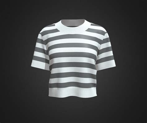 Artstation Cropped Striped Sweater In Low Poly Game Assets